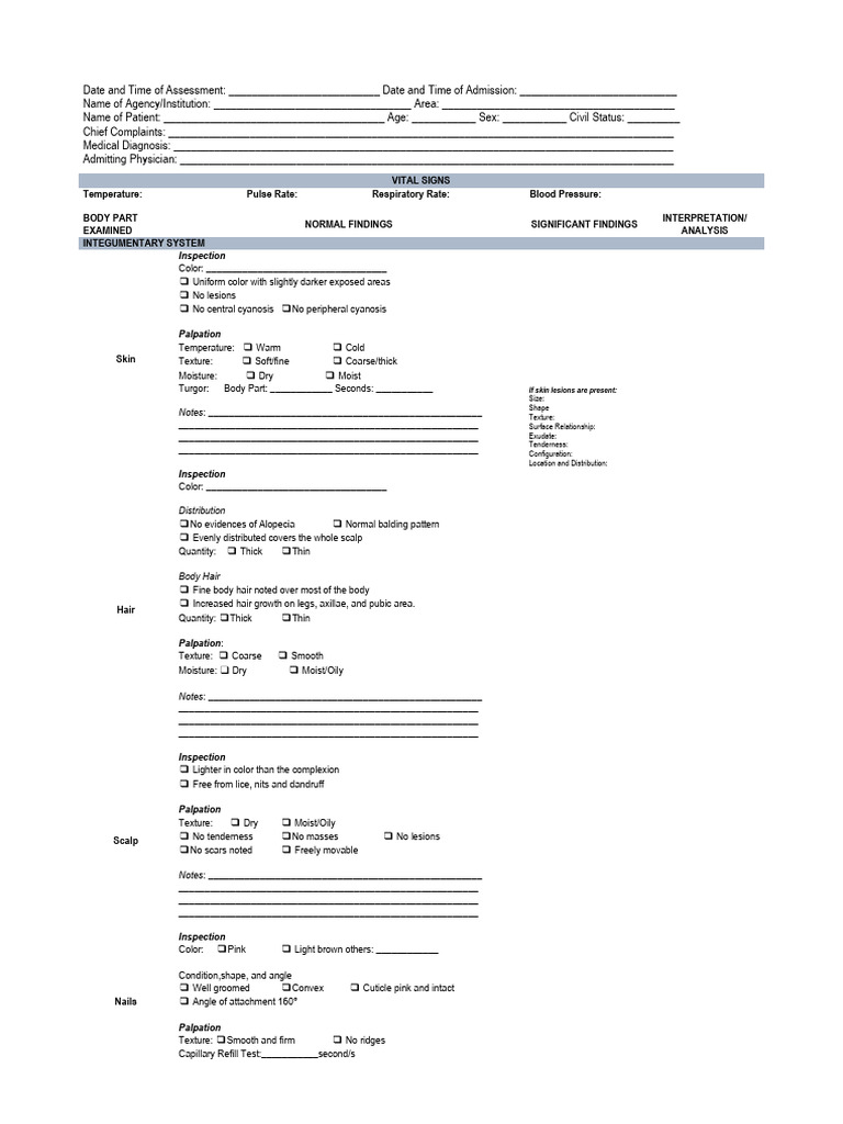 Physical Assessment Format | PDF