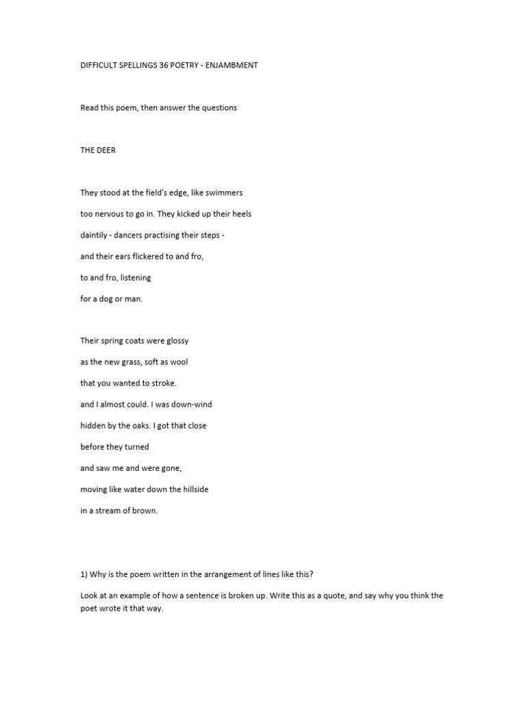 Difficult Spellings 36 Poetry | PDF
