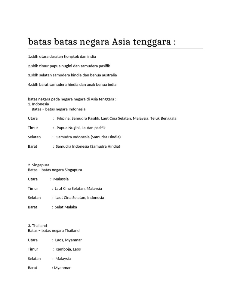 Batas Batas Negara Asia Tenggara | PDF