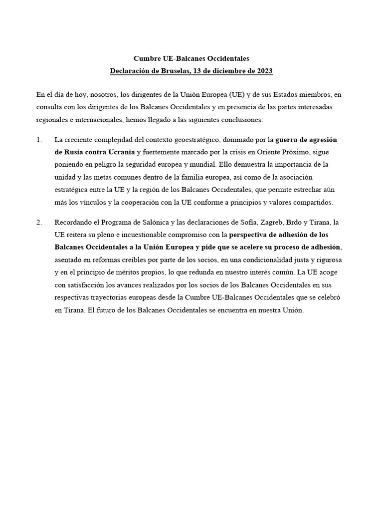 Brussels Declaration Es | PDF