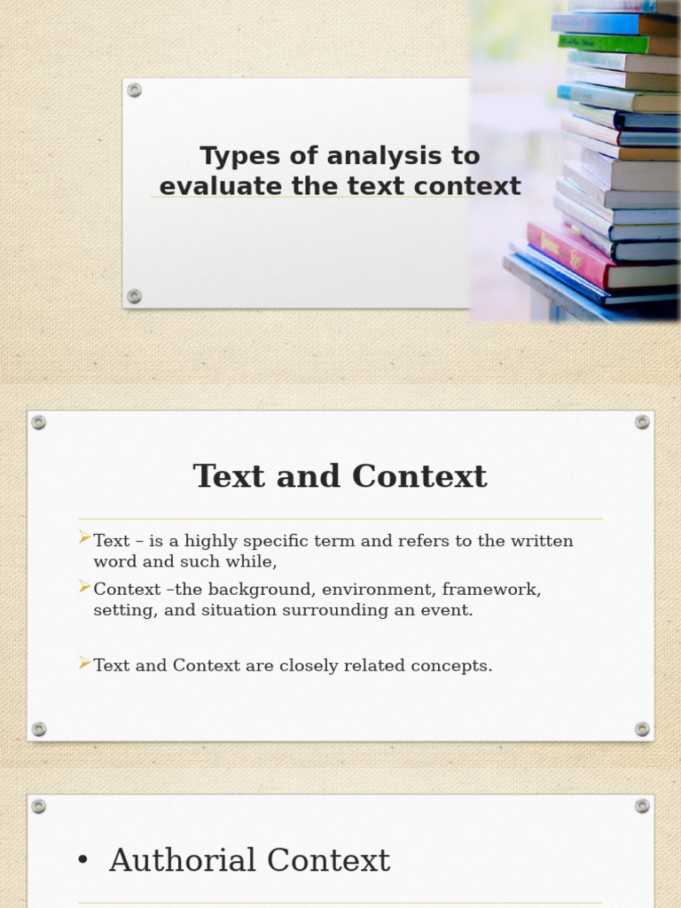 Types of Analysis To Evaluate The Text Context Autosaved | PDF ...