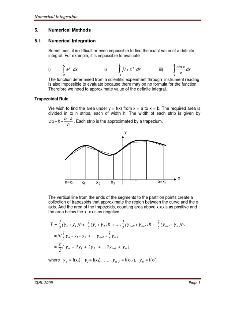 Numerical Methods 5.1 Numerical Integration | PDF | Integral | Mathematical Objects