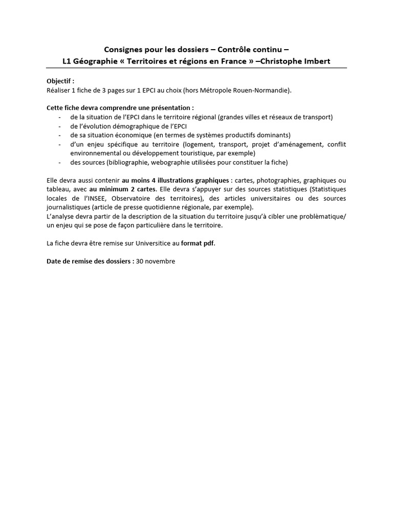 Consignes Dossiers | PDF