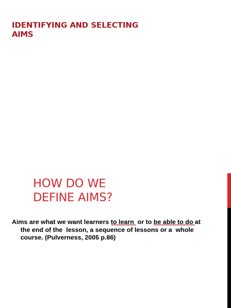 Identifying and Selecting Aims | PDF