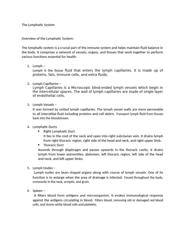 The Lymphatic System Handout 1 Pdf Lymphatic System Politics
