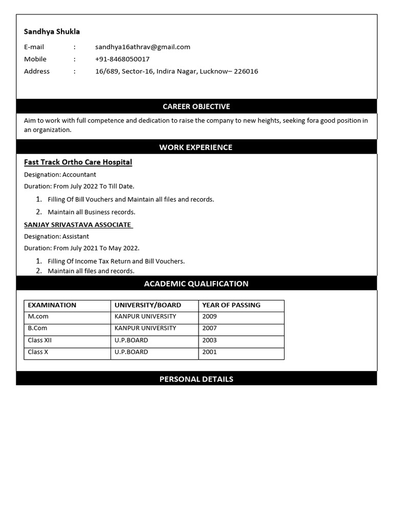 Sandhya Resume | PDF