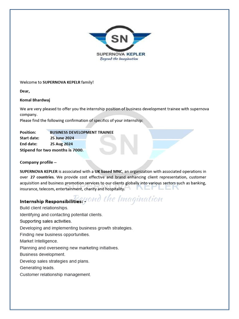 Offer Letter of Komal.. | PDF