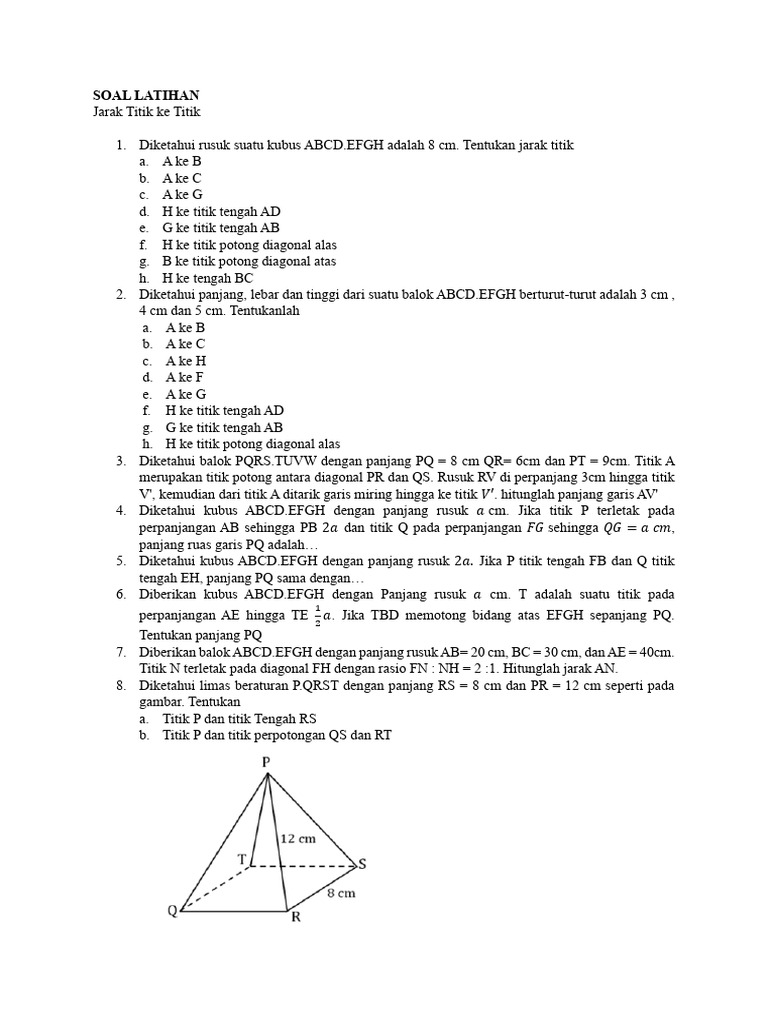 Soal Jarak Titik Ke Titik | PDF