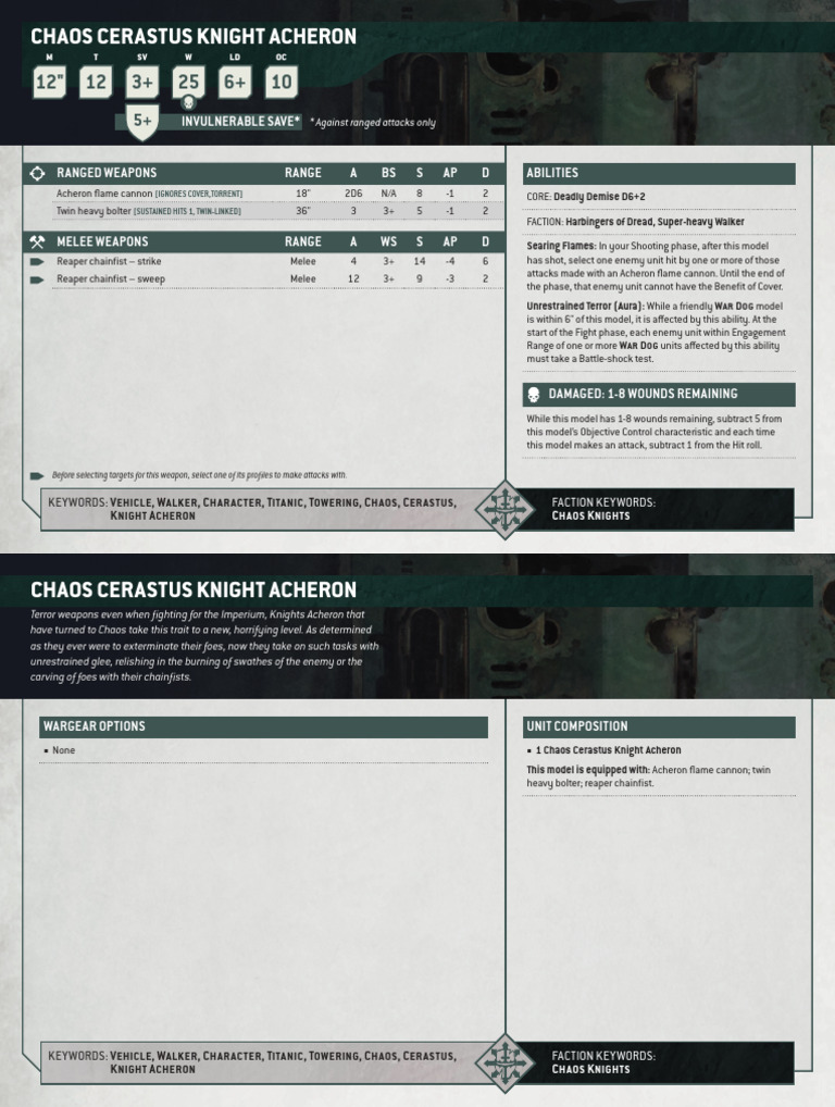 Chaos Cerastus Knight Acheron | PDF