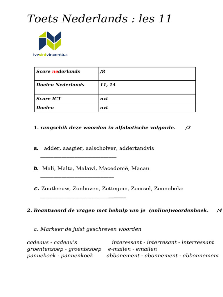 Toets nederlands | PDF