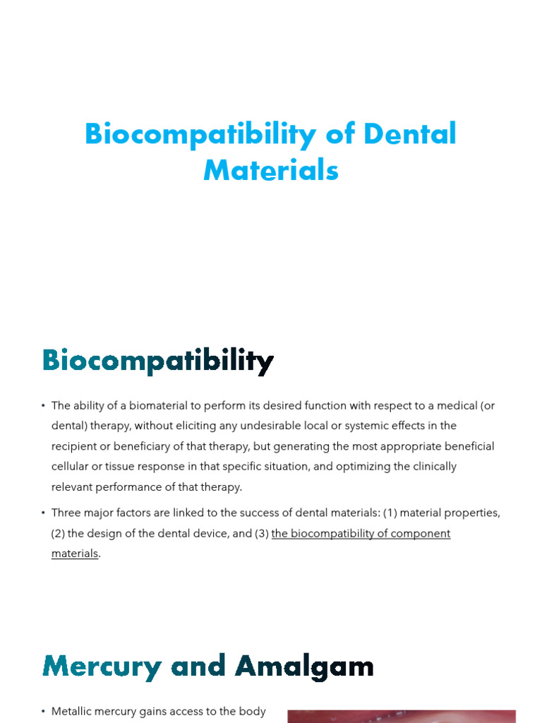 Session 2 Biocompatibility of Dental Materials | PDF