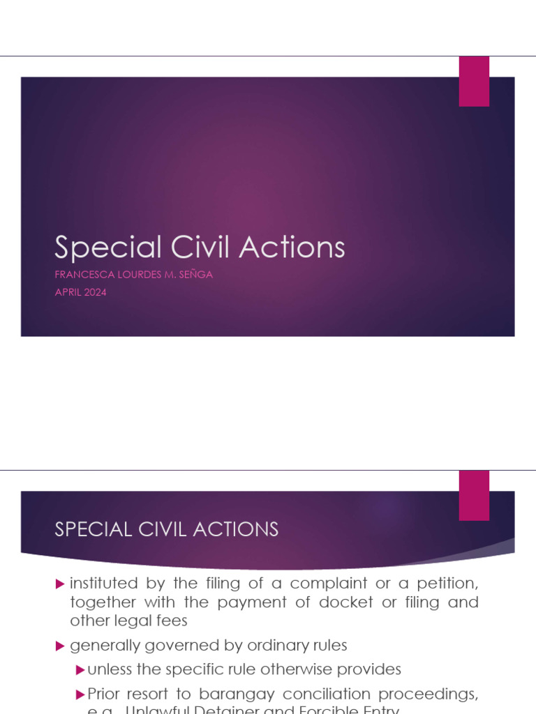 Lecturer's Material No. 2 - Vice Dean Francesca Senga - Remedial Law ...