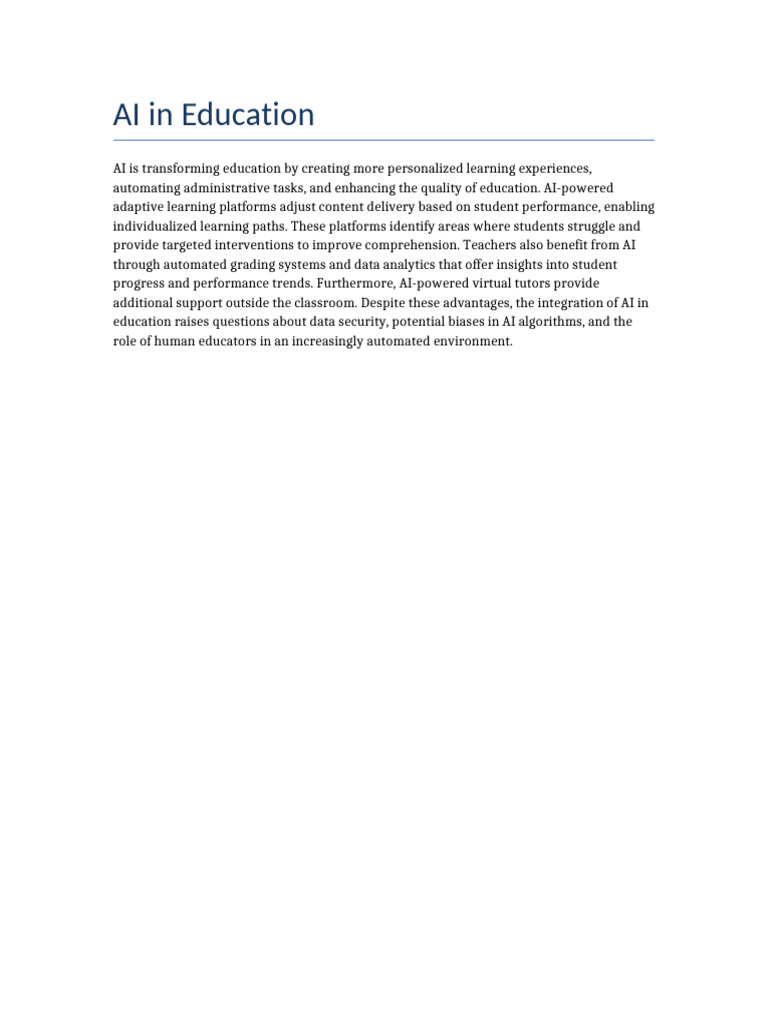 AI Essay 2 AI in Education | PDF