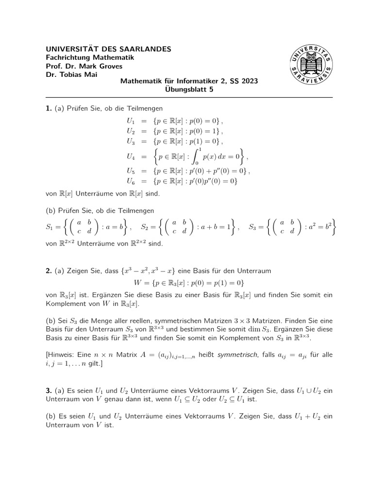 Uebungsblatt 5 | PDF