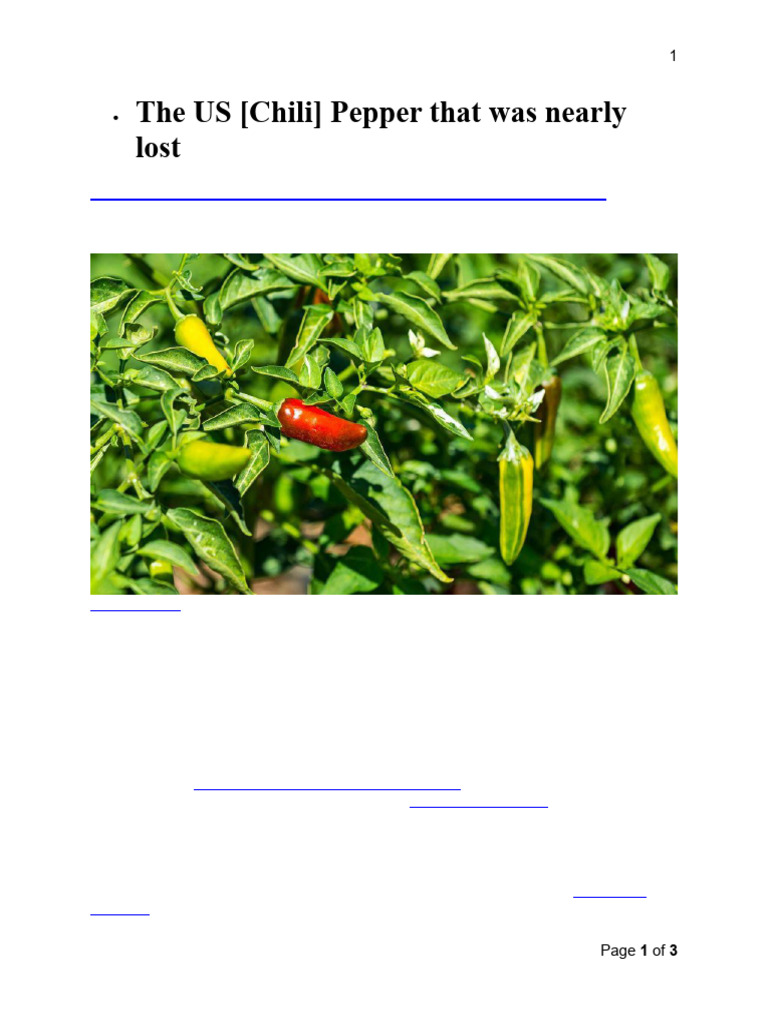 The US Chili Pepper That Was Nearly Lost | PDF