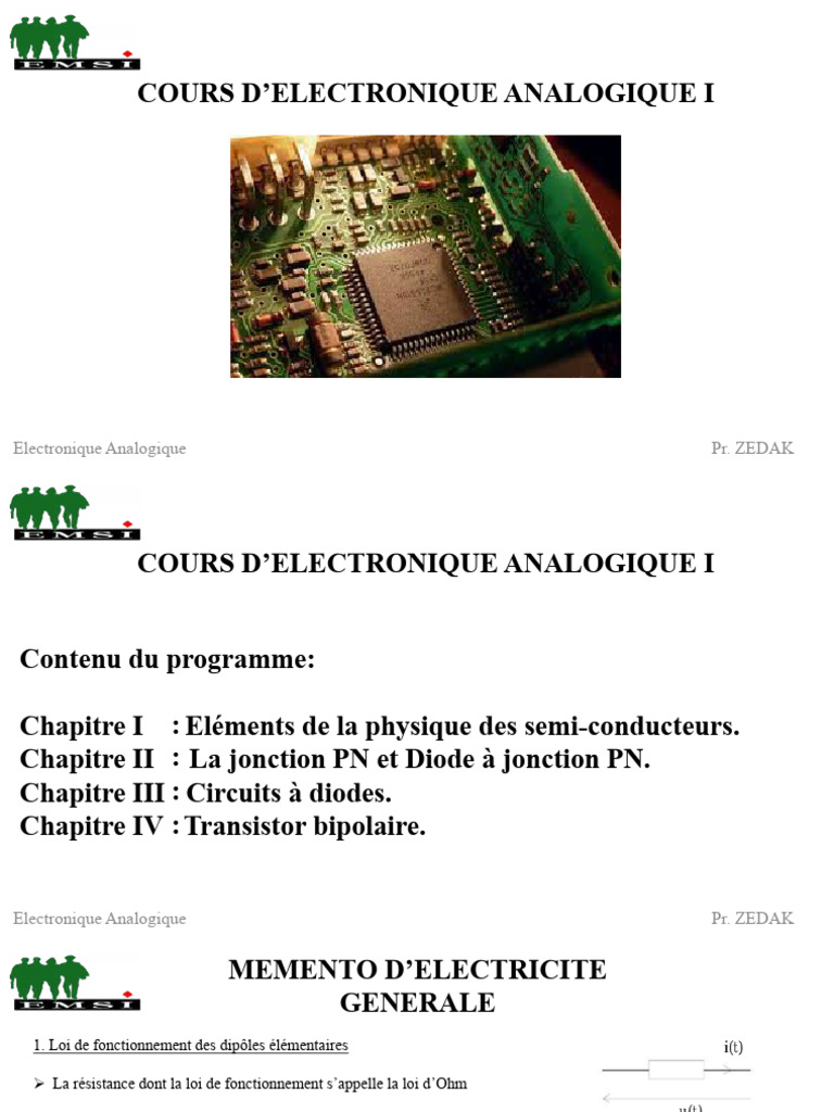 Cours D Electronique Analogique - Partie 1 | PDF