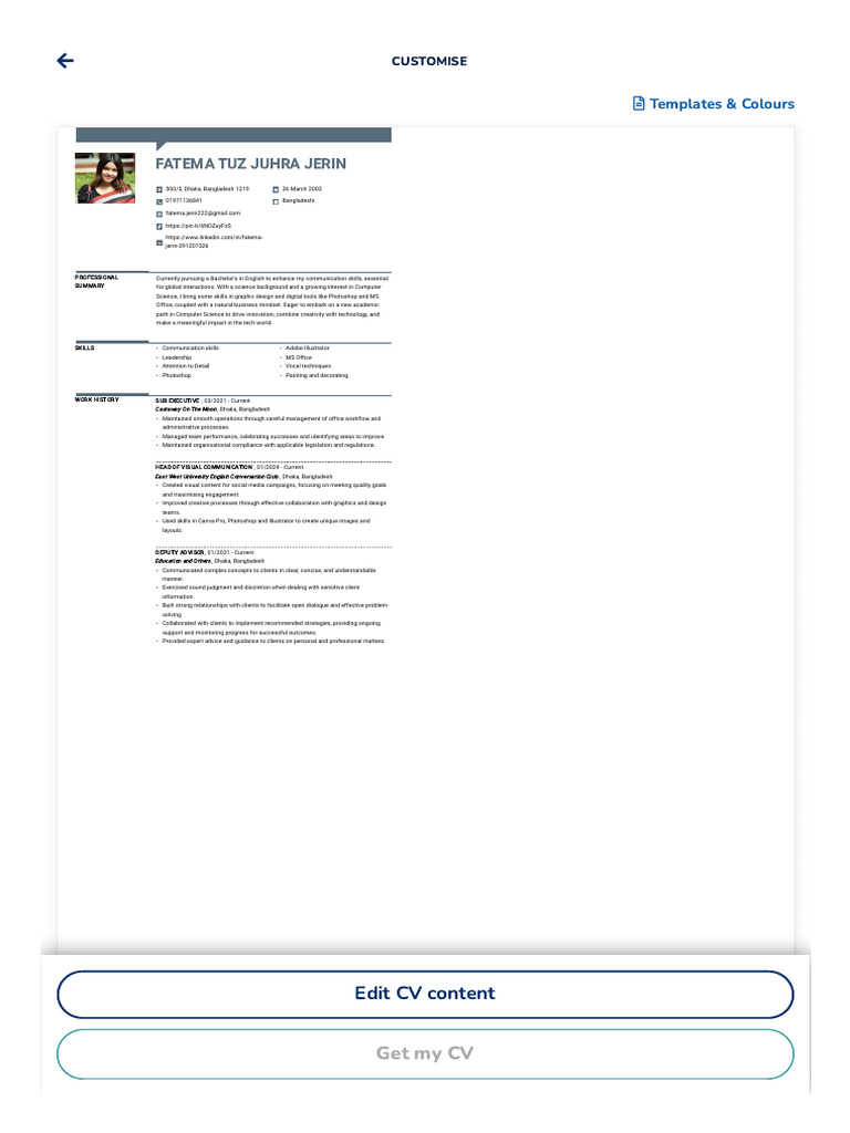 Finalise CV - My Perfect CV | PDF