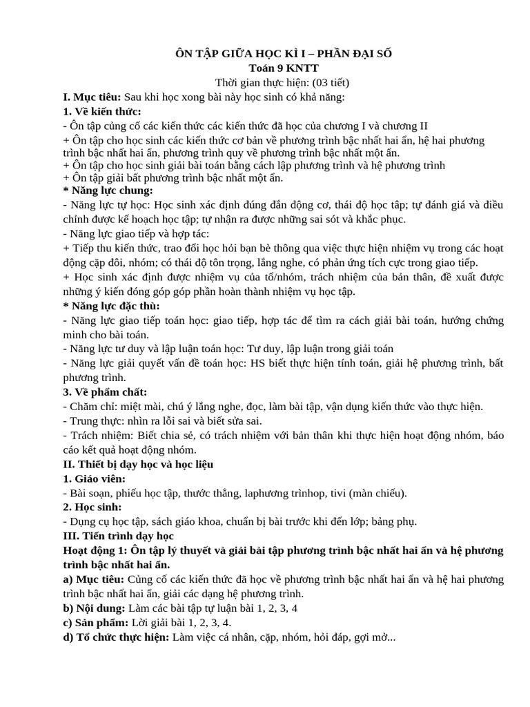 On Tap Giua Ki Toan 9 KNTT | PDF