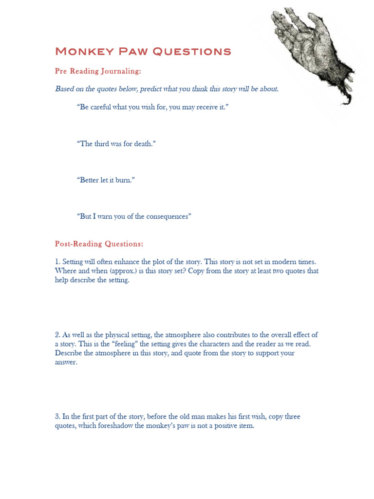 Monkey Paw Questions | PDF