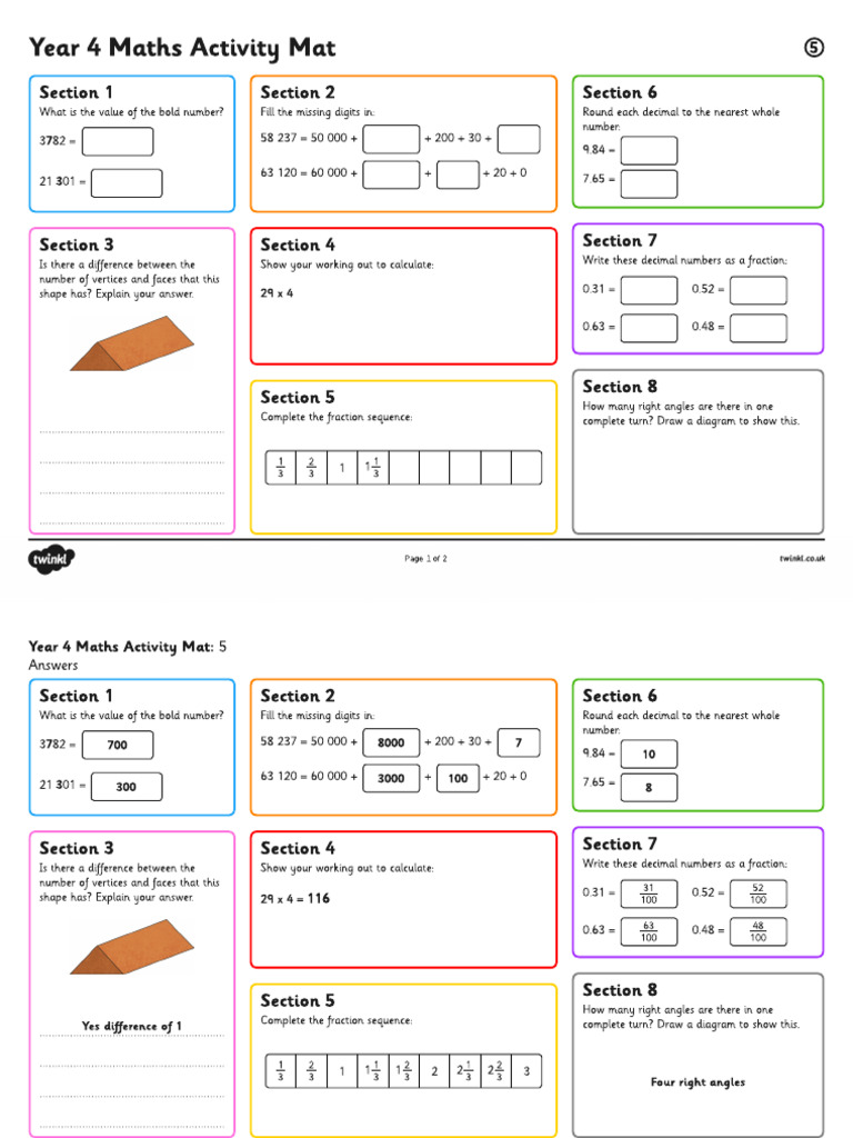 Y4 Maths Mat 5 Medium Ability | PDF