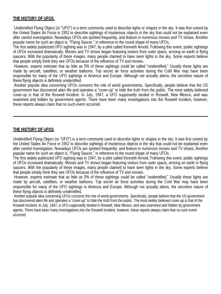 THE HISTORY OF UFOS | PDF