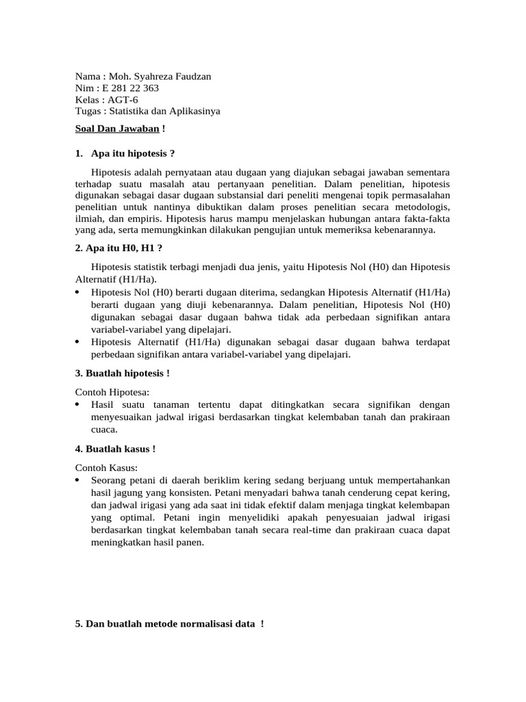 Hipotesis dan Metode Normalisasi Data | PDF | Sains & Matematika