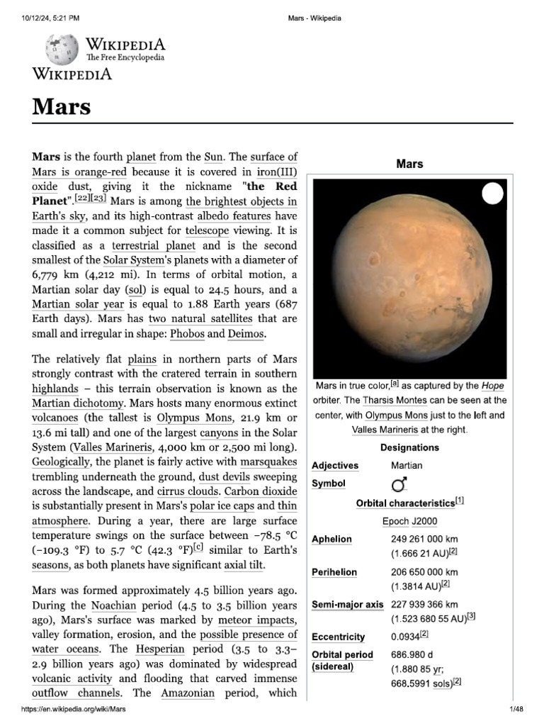 Mars Research | PDF