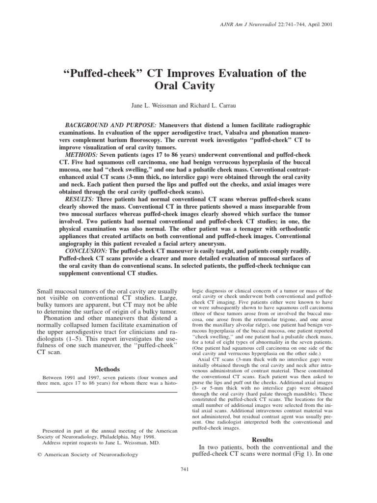 Puffed-Cheek CT for Oral Tumors | PDF | Ct Scan | Radiology