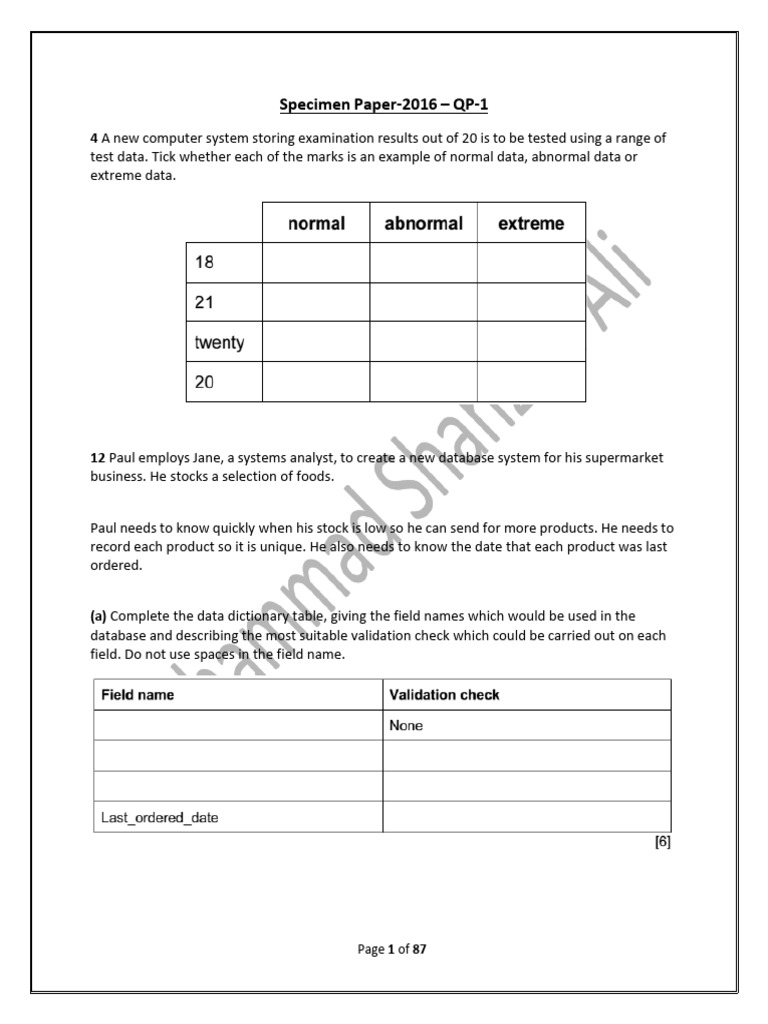 Igcse Ict Chapter 7 System Life Cycle Classified Past Paper