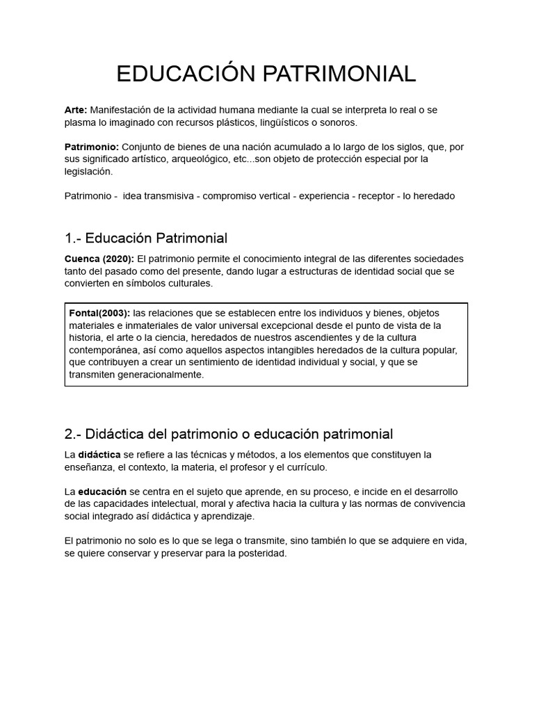 Educación Patrimonial | PDF