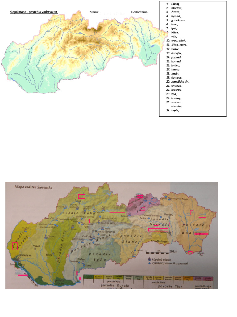 Slepá Mapa Vodstvo Slovenska | PDF