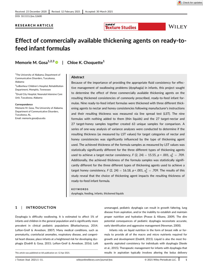 Effect of Commercially Available Thickening Agents On Ready-To-Feed ...