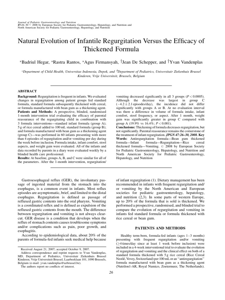 Natural Evolution of Infantile Regurgitation Versus The Efficacy of ...