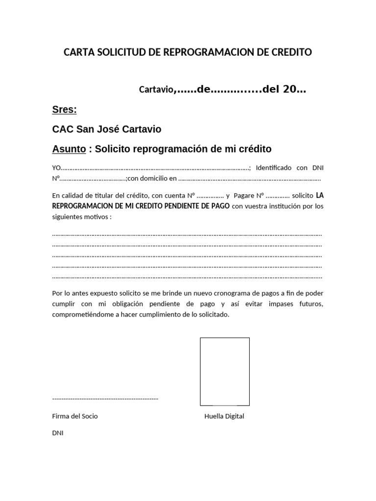 Carta Reprogramacion | PDF