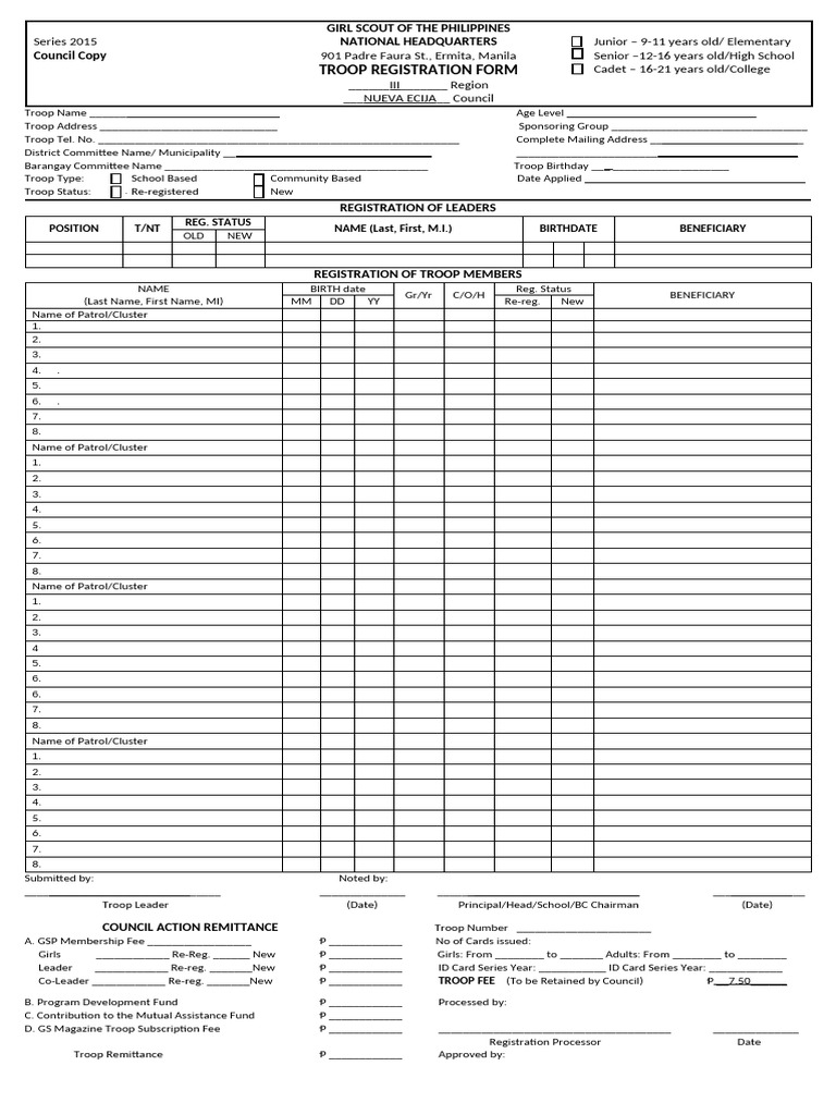 Gsp Registration Form Pdf