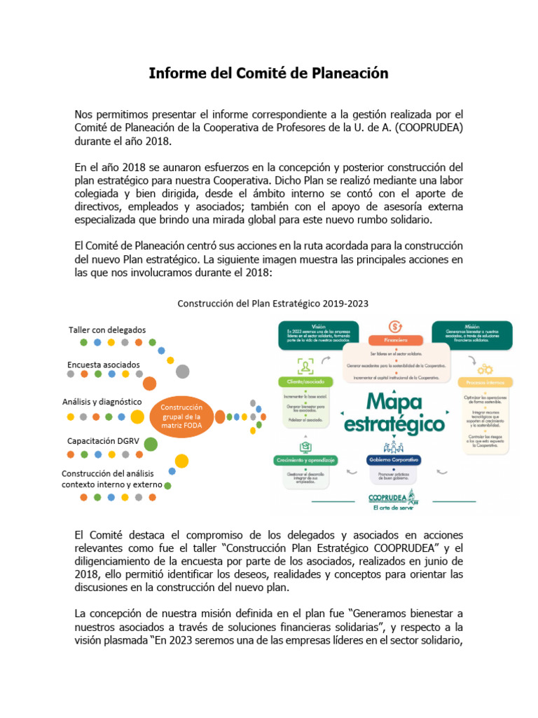 Informe Comit de Planeacin 2018 | PDF