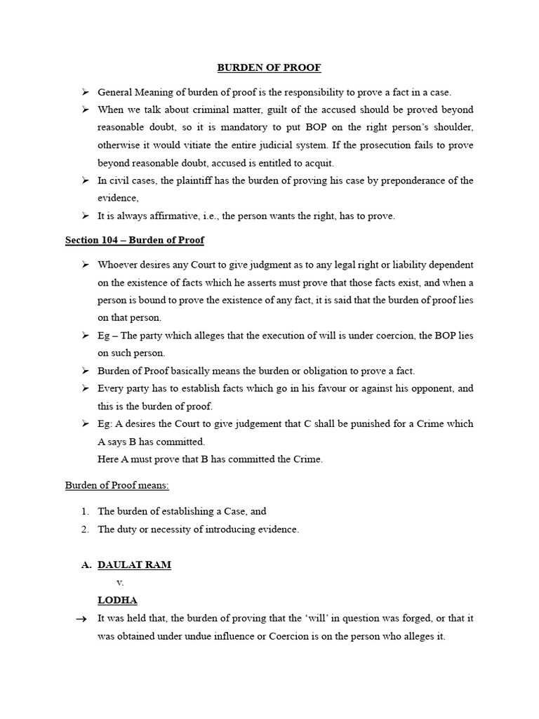 Burden of Proof | PDF