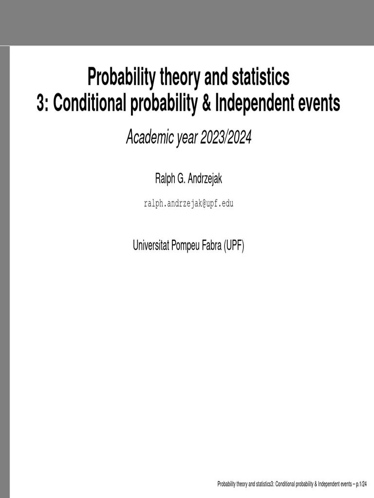 Block 3 - Conditional Probability and Independent Events SOLVED | PDF