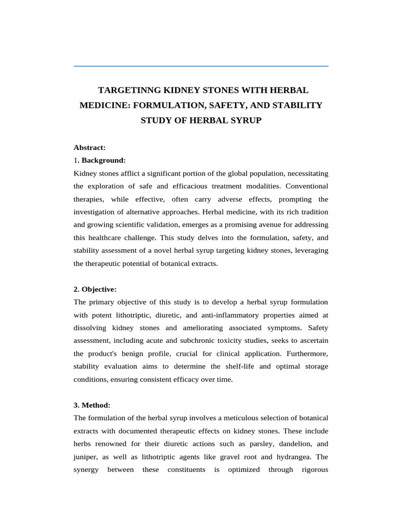 Targetinng Kidney Stones With Herbal Medicine Paper | PDF