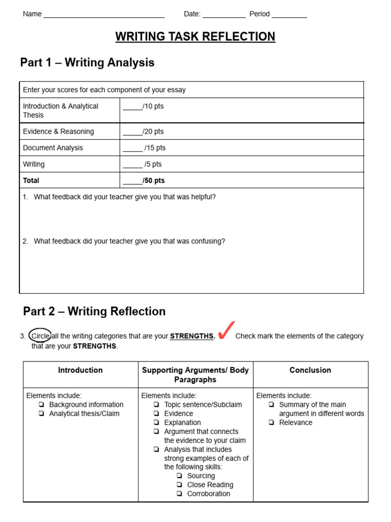 Pre-Reassessment Writing Reflection.docx | PDF