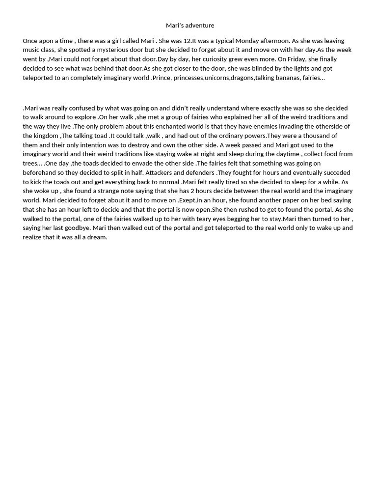 Mari's Magical Adventure Tale | PDF | Mystery, Thriller & Crime Fiction