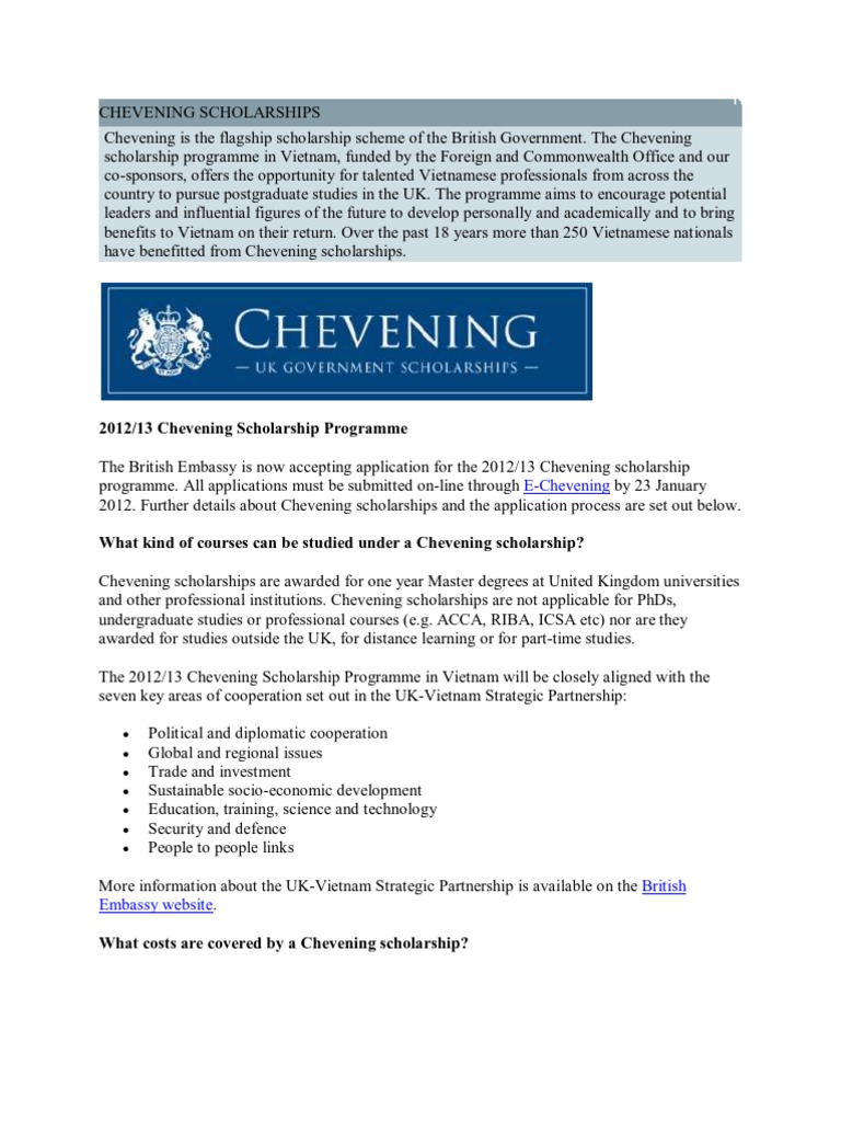 Chevening Scholarship Reference Guide | PDF | Postgraduate Education ...