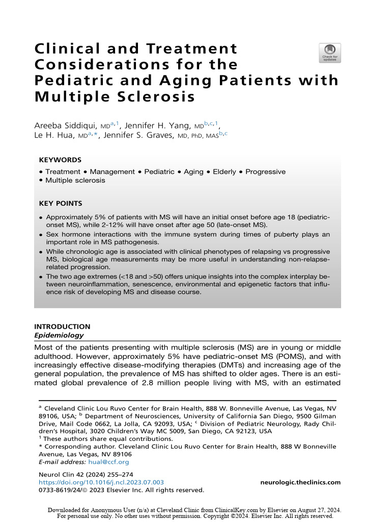 Clinical and Treatment Considerations For The Pediatric and Aging Patients With Multiple ...