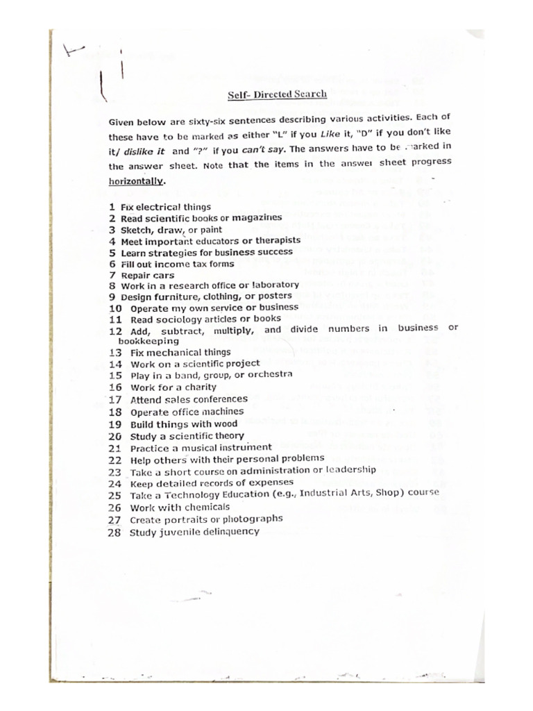 Self Directed Search | PDF