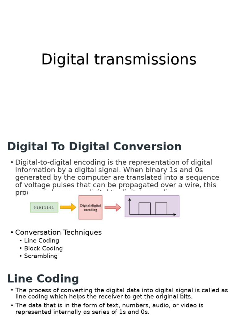 Digital Transmissions | PDF | Analog To Digital Converter | Teaching ...