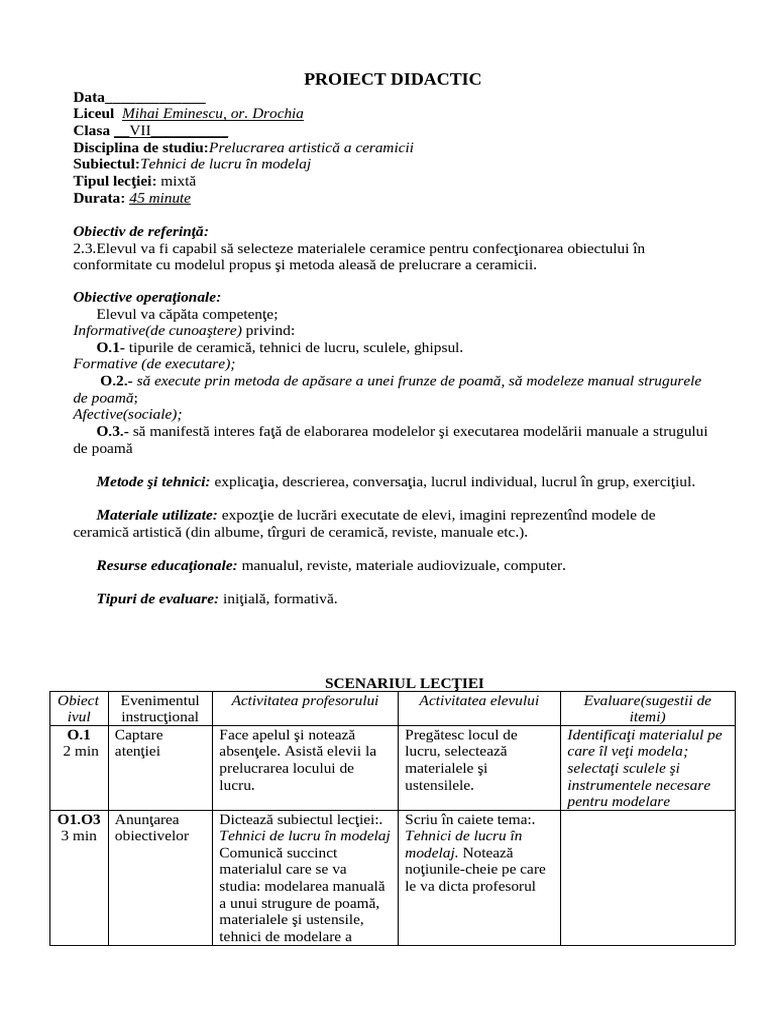 Tehnici de Lucru in Modelaj CL - VII | PDF