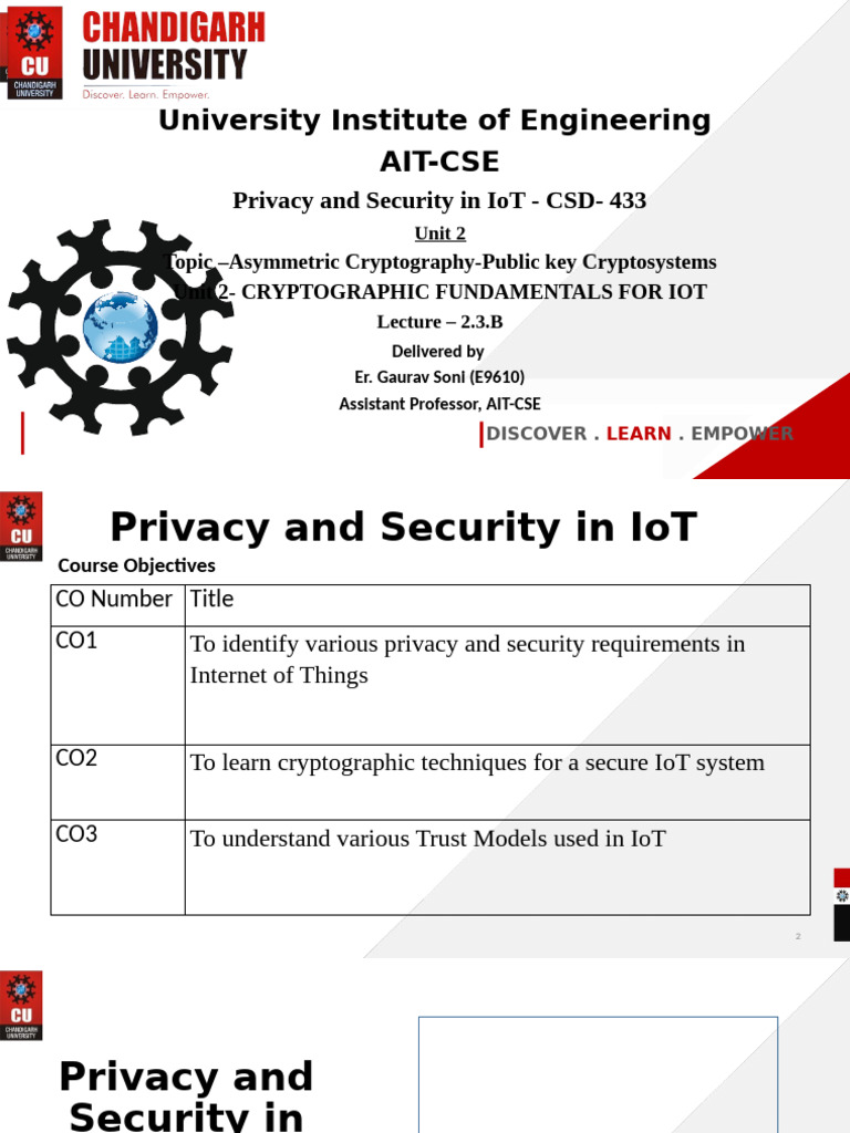 CST - 43 - PSI - Asymmetric Cryptography-Public Key Cryptosystems3lecture - Topic - PKC - Unit2 ...