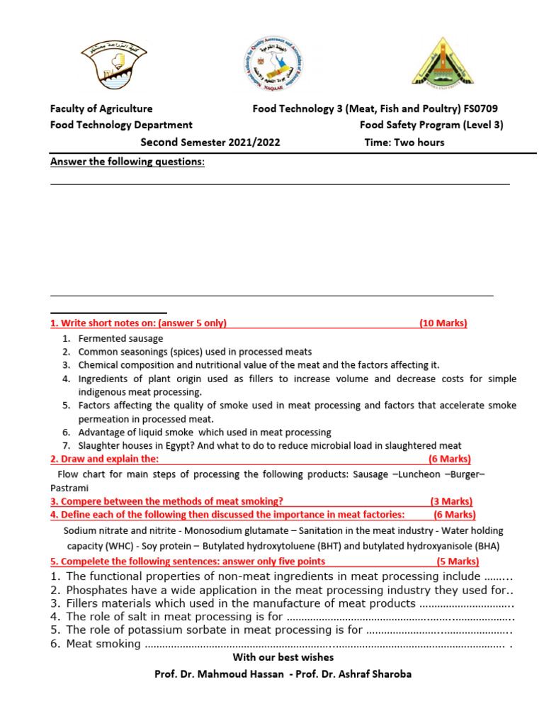 Meat Tec. 3 Food Safety 2022 | PDF