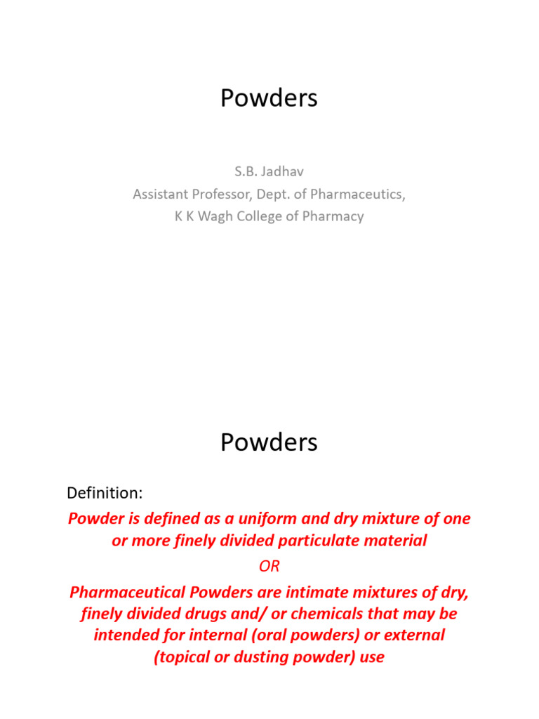 FY - PH - Powders Notes | PDF
