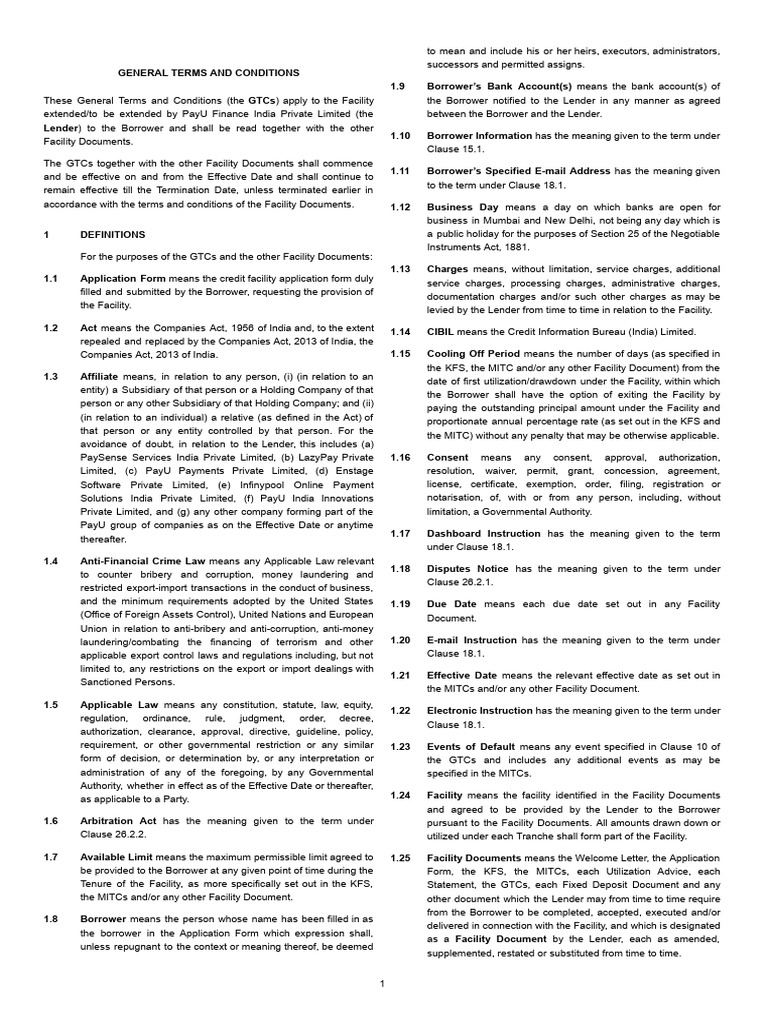 General Terms and Conditions BBPS V7 Late Payment Updated | PDF